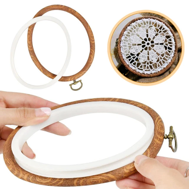 SEWING ROUND WOODEN Color Plastic Embroidery Hoop Frame Ring Kit DIY ...