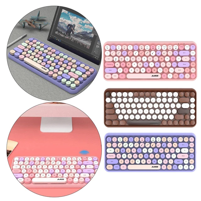 WIRELESS GAMING KEYBOARD, Mini 84 Keys Compact Bluetooth Keyboard, Cute ...