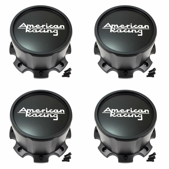 4 AMERICAN RACING Black Center Caps Bolt-On/Dually for 8L AR204 Baja ...