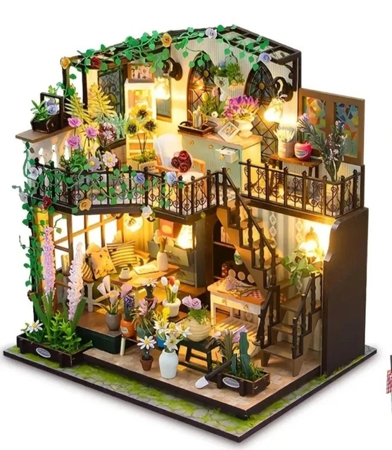 DARCY FLOWER HOUSE DIY 3D Assembly Model Kit Handmade Miniature House £ ...