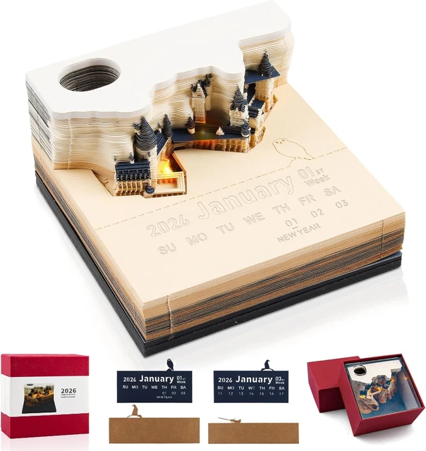 2026 3D DESK Calendar Notepad, Tear Off 2026 with Light and Pen... £19. ...