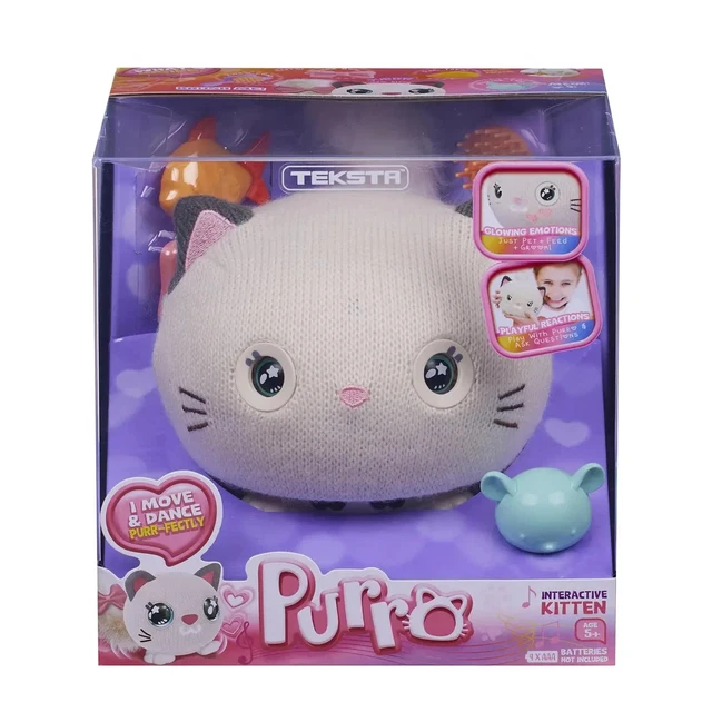 PURRO INTERACTIVE PLUSH Cat Toy | Smart Kitten Sounds Lights Dance ...