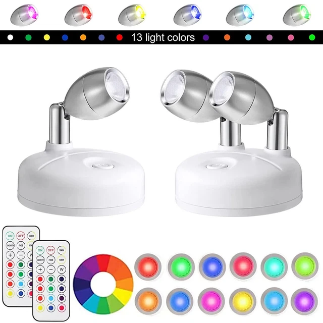 LED WIRELESS RGB Spotlight Battery Operated Downlight Wall Mounted Spot ...