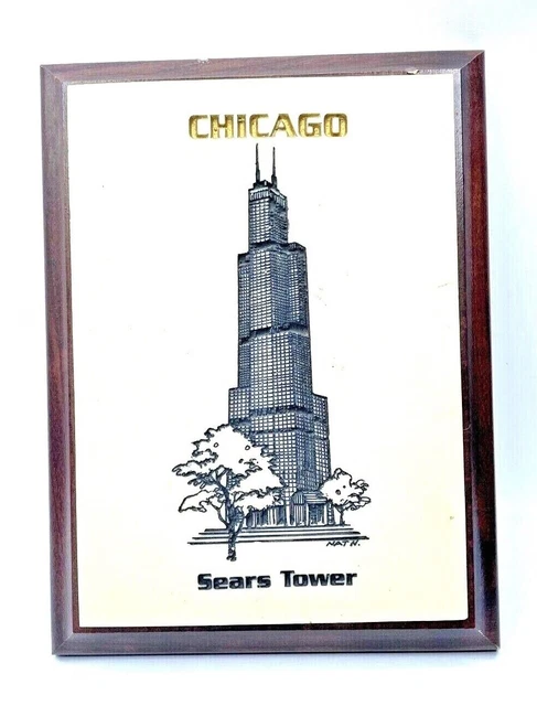RESOURCE INDUSTRIES CAST in Stone Vintage Sears Tower Chicago Plaque £ ...