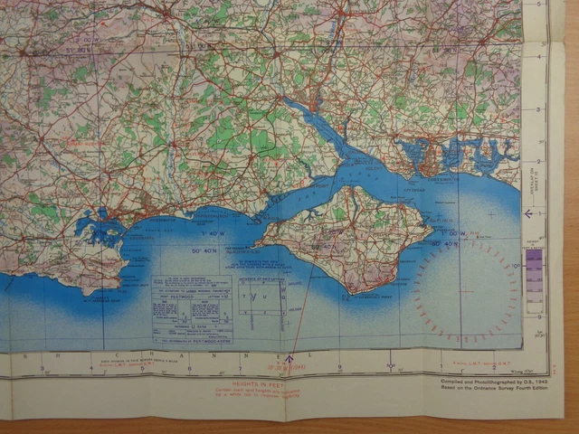 WW2 (1944) RAF Map entitled "ENGLAND SOUTH" (GRATICULE EDITION) Inc ...