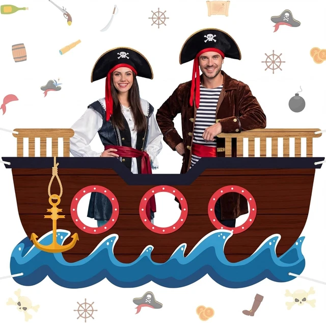 PIRATE PARTY DECORATION Large Pirate Theme Photo Backdrop Fabric Ship ...