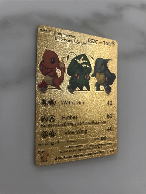 POKÉMON: CHARMANDER, BULBASAUR and Squirtle GX 140 GOLD Foil Card £2.99 ...
