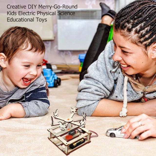 DIY WOODEN MERRY-GO-ROUND Model Safe Carousel Toy for Intellectual ...