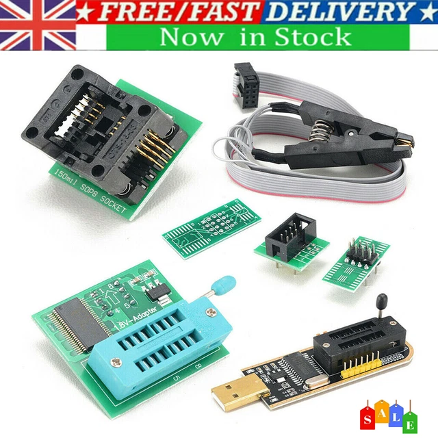 USB CH341A BIOS Eeprom Programmer +Soic8 Clip + Soic8 Adapter +1.8V ...
