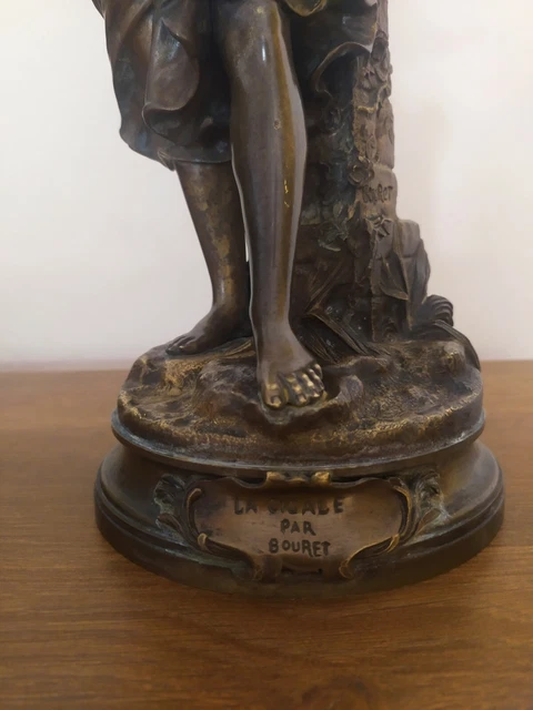 EUTROPE BOURET SCULPTURE BRONZE XIXé 40 cm Statue of a young lady"LA ...