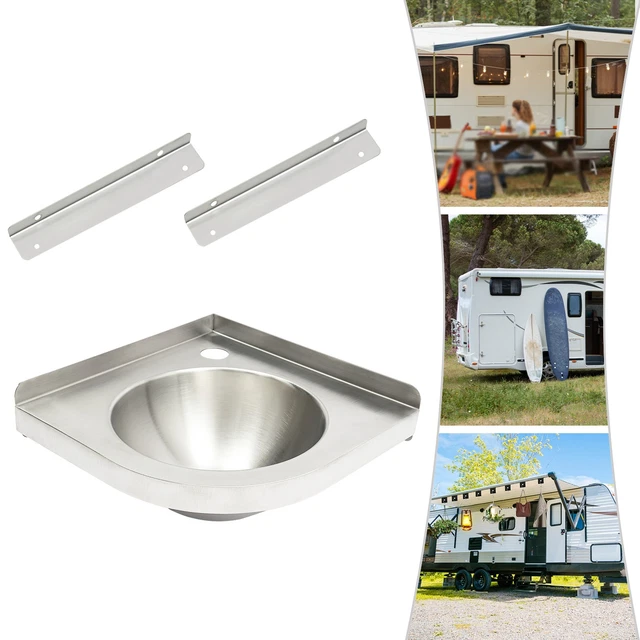 RV BOAT CARAVAN Camper Corner Wash Basin Triangular Sink 304 Stainless ...