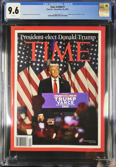 ⭐️TIME MAGAZINE PRESIDENT-ELECT Donald Trump CGC 9.6🔥 $496.37 - PicClick CA