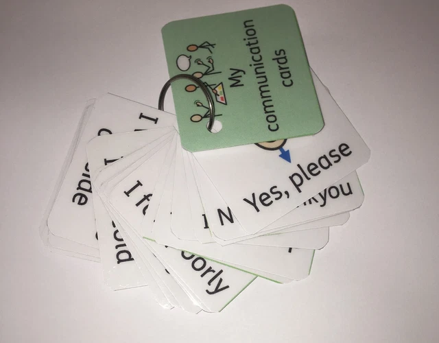 COMMUNICATION FLASH CARDS keyring - ASD Autism SEN speech & language ...