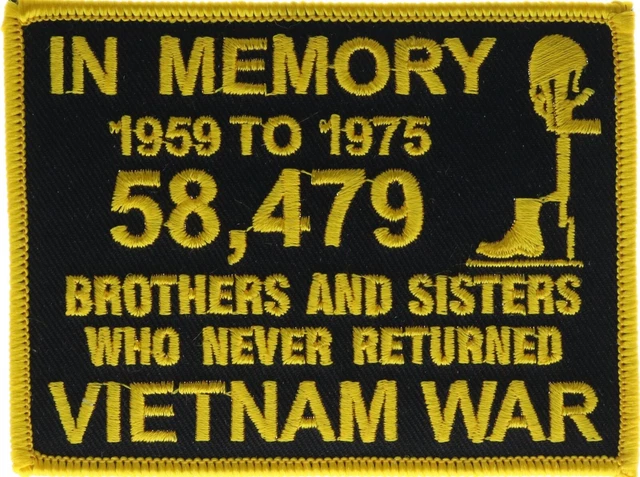 VIETNAM WAR IN Memory of 58,479 4x3 Inch Embroidered Patch PW F3D34F ...