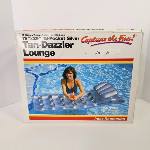 INTEX VINTAGE TAN Dazzler Lounge 18 Pocket Silver 76"x29" 1985 Pool ...