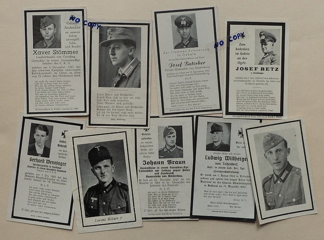 WW2 GERMAN DEATH Cards Sterbebild Group LOT #27 ~ Nov/Dec 1943 East ...