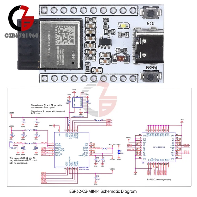 ESP32-C3-MINI WIFI BLUETOOTH Development Board ESP32-C3-Mini-1 Module ...