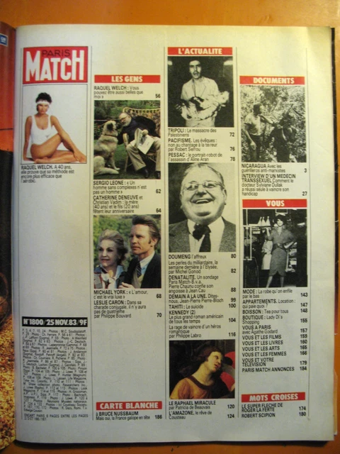 PARIS MATCH N° 1800 du 25/11/1983- Raquel Welch. Cousteau, l' Amazone ...