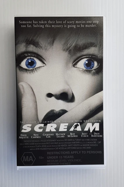 SCREAM 1996 CLASSIC HORROR FILM VHS VIDEO MOVIE Courteney Cox, Neve ...