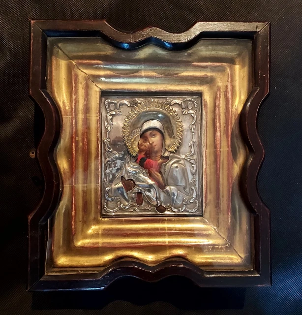 ANCIENNE ICONE RUSSE.ORTHODOXE Riza En Argent. Vierge A L' Enfant. EUR 440,00 - PicClick FR