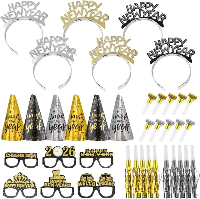38PCS NEW YEARS Eve Party Accessories 2026, Happy Year Decorations ...
