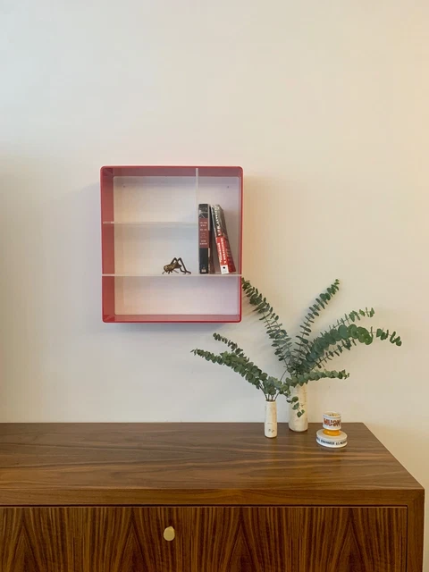 MCM VINTAGE MOLDED Red Acrylic Plexi Hanging Shelves Cabinet Mod 60s ...