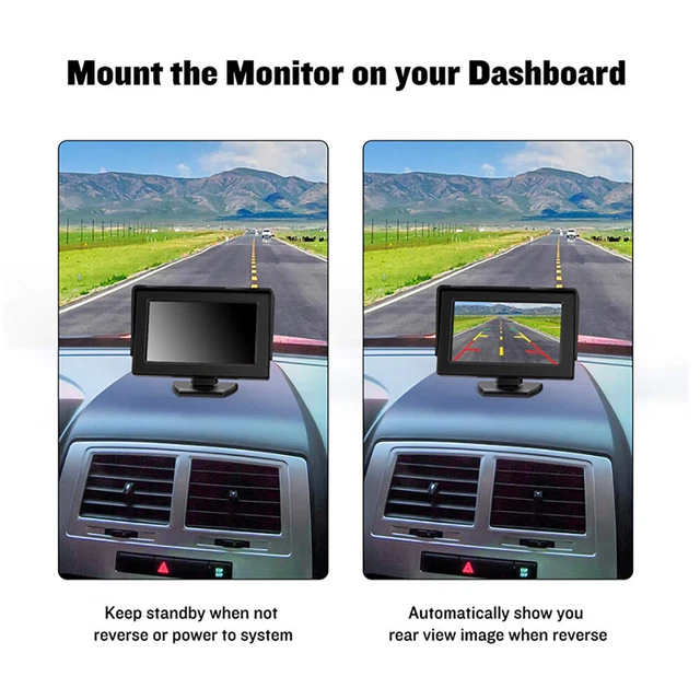 CAR MONITOR 4.3INCH Reverse Camera Dash Monitor (Long License Plate ...