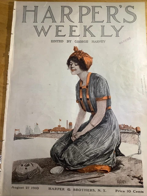 1910 HARPERS WEEKLY ~ Great Color Cover ~ Airplane Science £17.85 ...