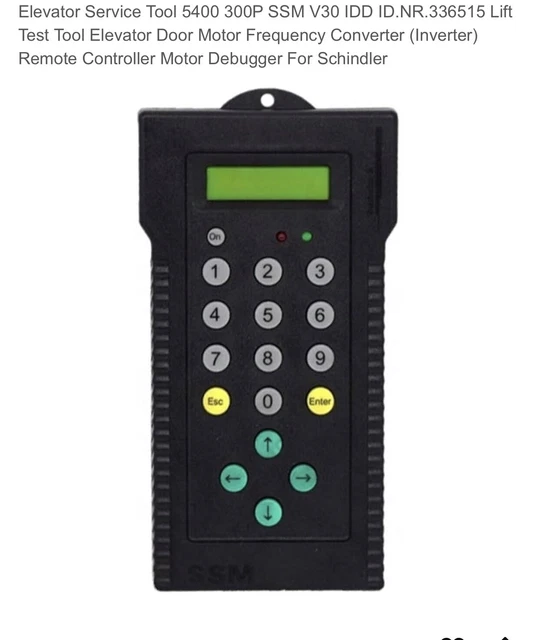 SCHINDLER SERVICE TOOL Ssm -Varidor 30 Var30 Idd £130.72 - PicClick UK
