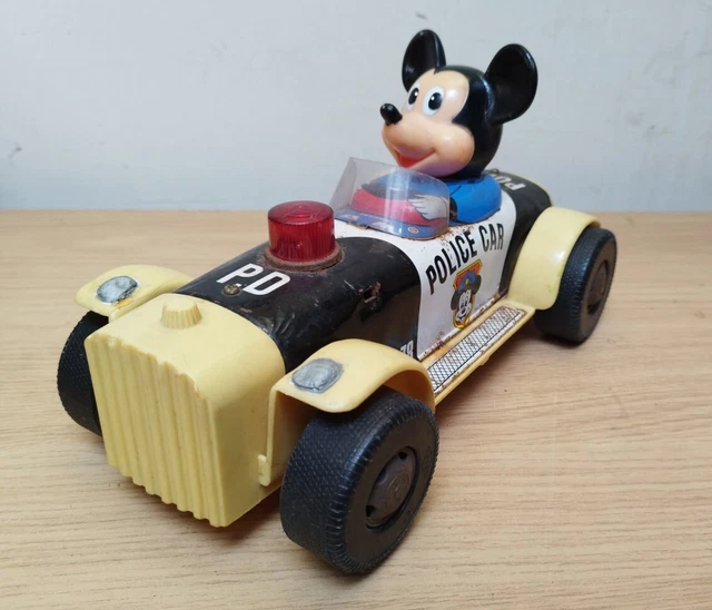 VINTAGE MASUDAYA DISNEY MICKEY MOUSE POLICE CAR metal Modern Toys JAPAN ...