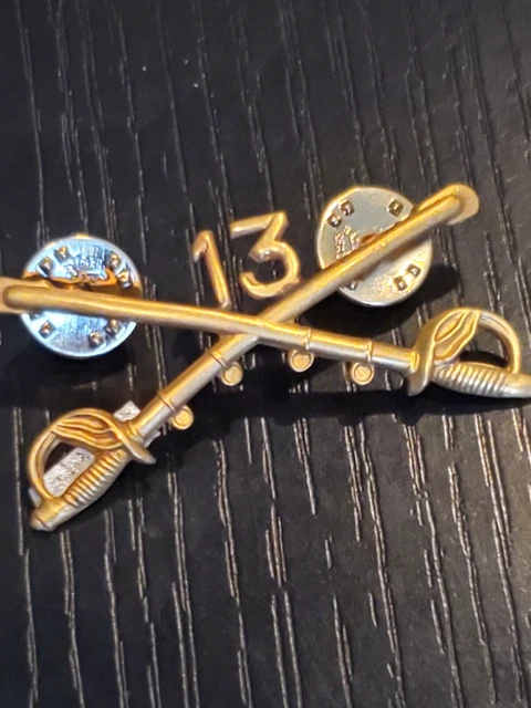 WWII US ARMY 13th Cavalry Infantry Officer Collar Pin Insignia L@@L ...