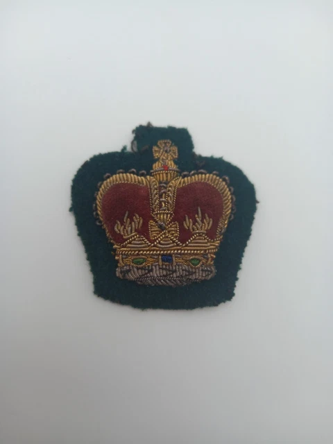 VINTAGE BRITISH ARMY Rank Insignia Crown Patch, Fine Condition, Green ...