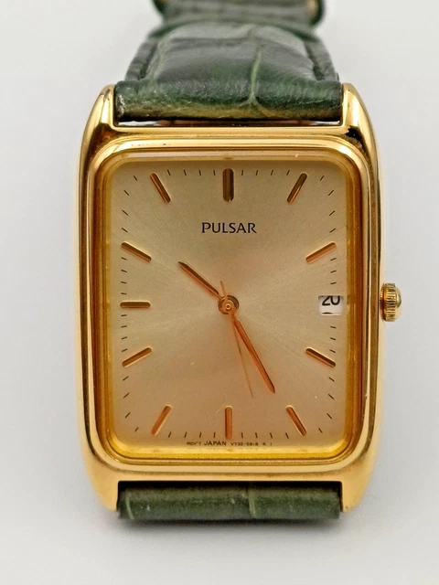 RARE VINTAGE PULSAR Tank by Seiko Mens Quartz Date Watch 1980s EUR 148 ...