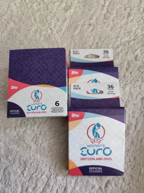 TOPPS UEFA EURO 2025 Frauen EM 2025 Sticker • 1x Display + 2x Eco ...