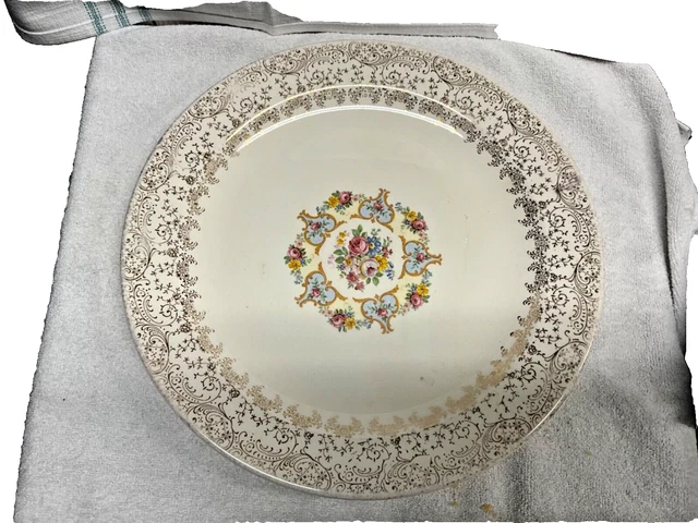 VINTAGE ROYAL CHINA Santa Rosa 22 K Gold trim Rose Floral Plate $17.56 ...