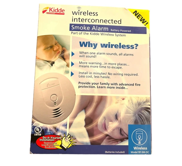 KIDDE BATTERY OPERATED Wireless Interconnect Smoke Detector Alarm Model ...