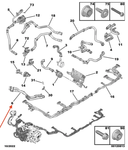 PEUGEOT 2008 COOLANT Inlet Pipe 9841233780 New Genuine £134.00 ...
