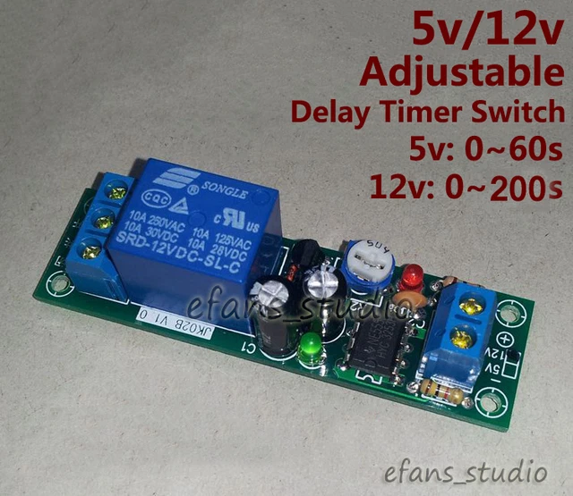 DC 5V 12V NE555 Timer Delay Module 0~200s Adjustable Delay Turn on ...