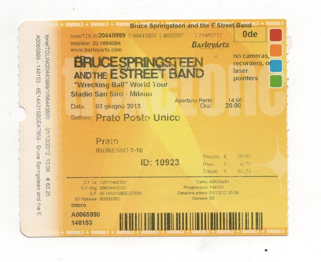 BRUCE SPRINGSTEEN AND THE E STREET BAND - Concert Tickets - San Siro ...