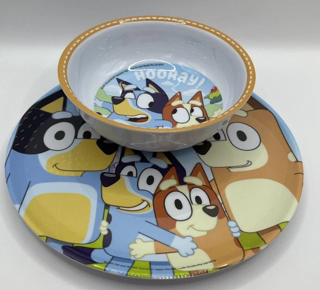 BLUEY MELAMINE PLATE And Bowl - Bluey's Family, Bluey And Bingo £24.92 ...