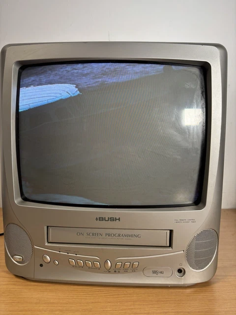 BUSH BTV18SIL/VA 14& CRT TV With Built-in VCR Gaming Retro TV No Remote ...