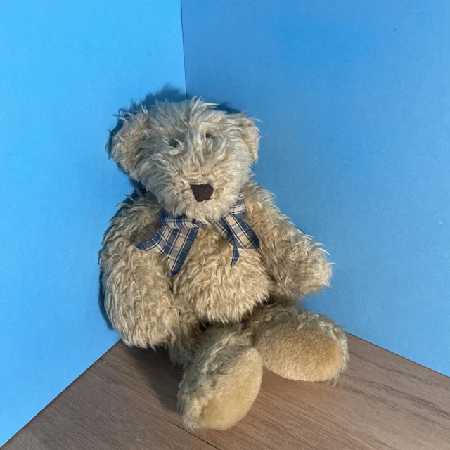 RETIRED JELLYCAT SCRUFFY Bear Blue Check Bow Teddy Soft Plush Toy RARE ...