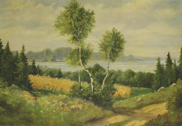 RÄUMUNGSVERKAUF GEMÄLDE SIGNIERT Landschaft Birken Blumen Wiesen See Dohna EUR 59,00 - PicClick DE