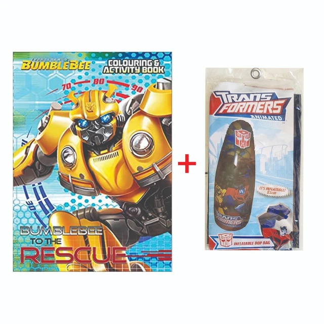 TRANSFORMERS + INFLATABLE Bop Bag + Bumblebee Colouring & Activity Book ...
