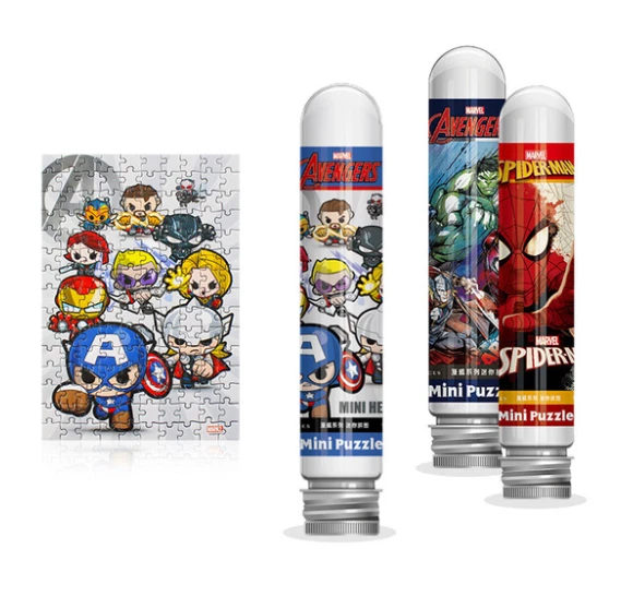 10 STYLES DISNEY Princess Marvel Spider-man Mini Test Tube Jigsaw ...