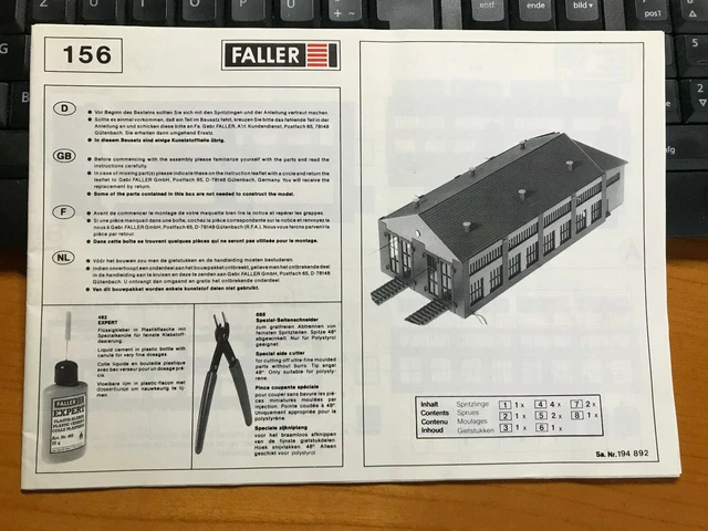 ORIGINAL FALLER: H0 Aufbauanleitung E-Lokschuppen 156, Sa.-Nr. 194 892