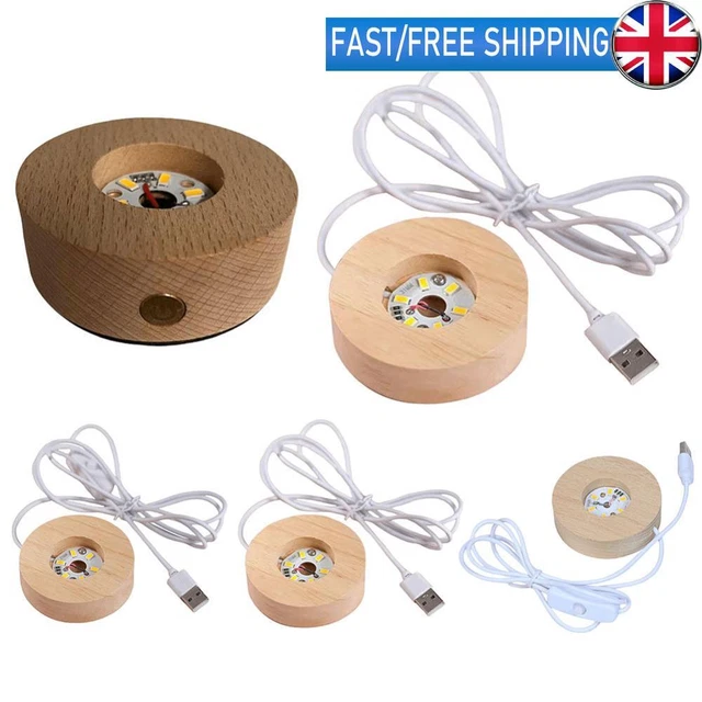 WOODEN LED LIGHT Display Base Crystal Glass Light Base Stand LED ...