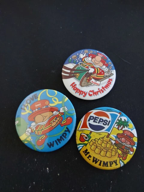 MR WIMPY, PEPSI,BUTTON Badge Vintage Set £4.00 - PicClick UK