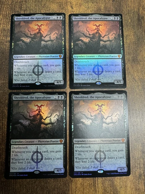 PACK DE 4 x Sheoldred, the Apocalypse FOIL 107 DMU Dominaria MTG frais ...