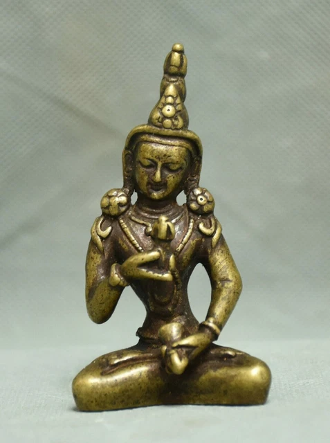 8CM TIBET BOUDDHISME Cuivre Lotus Vert Tara Guanyin Statue De Bodhisattva EUR 42,00 - PicClick FR